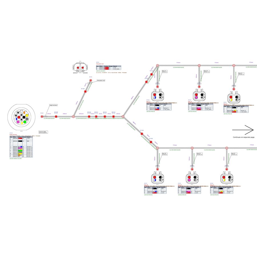 Gen3 LS Kinze 16-32R 30-15 Pivot Fold 8 Section Harness (Right)