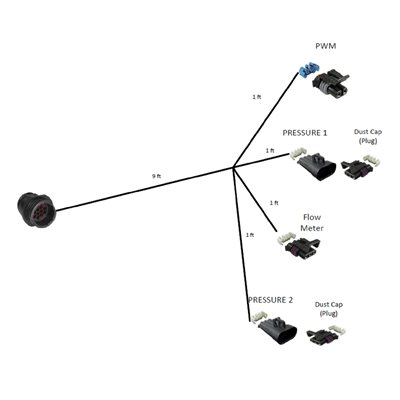 PWM Pump Cable- 10' - 16-Pin Male Receptacle, 2 Pressure Connectors ...