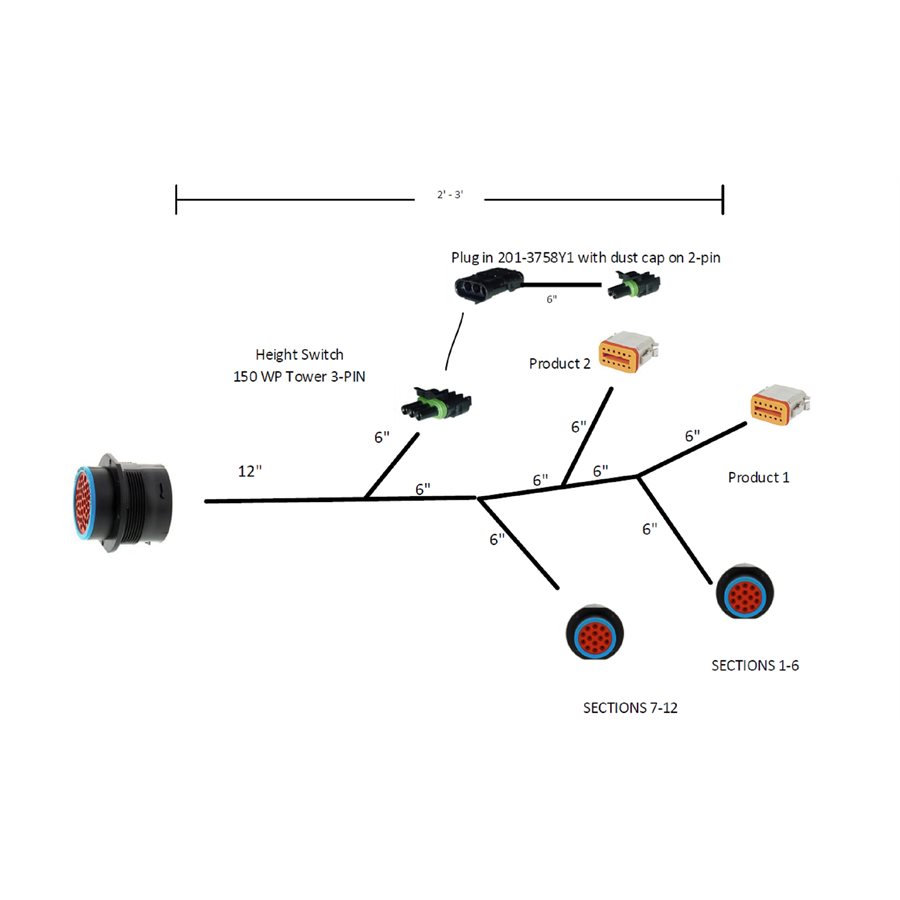 JDRC 2000 47-pin to 2 Liquid / Dry Products (Pr1, Pr2, Sc1-6, Sc7-12 ...