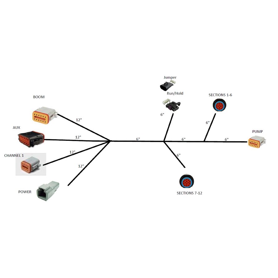 Ag Leader Adapter Cable LPCM to 12 -Pin Product and 14 -Pin Sections