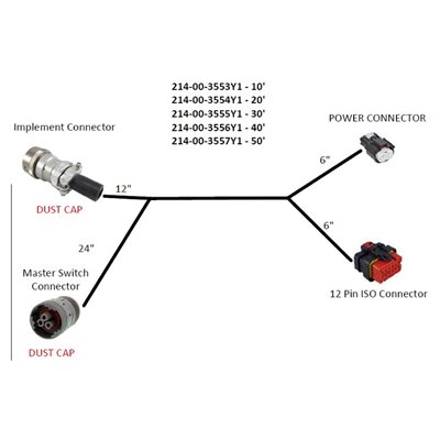 Front ISO Ext- 60' IBBC ISOBUS to 12-Pin Ampseal & 2-Pin Molex. incl. 3 ...