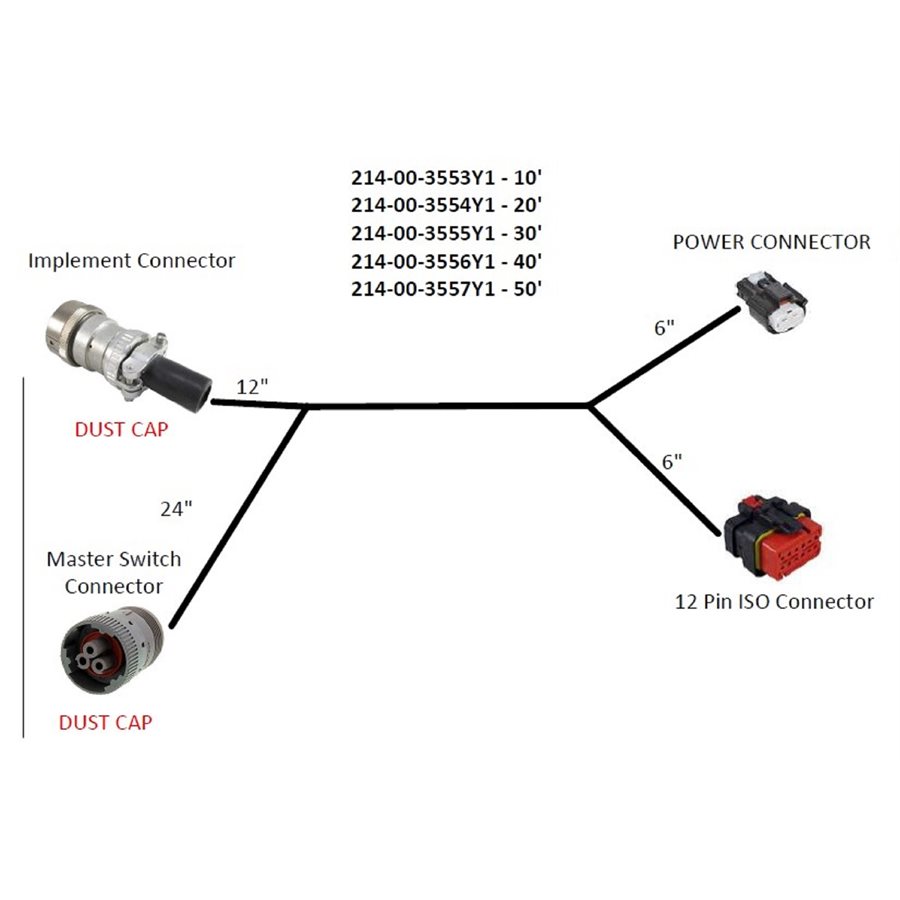 Front ISO Ext- 10' IBBC ISOBUS to 12-Pin Ampseal & 2-Pin Molex incl. 3 ...